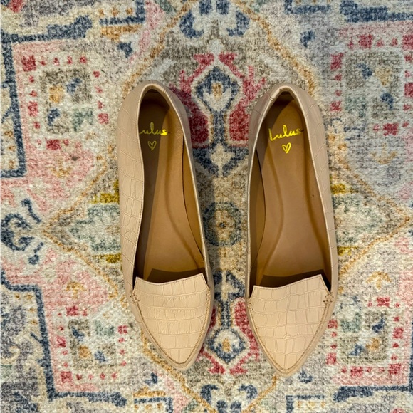Lulus | Shoes | Lulus Pointy Toe Loafer Light Pink Faux Crock Style ...